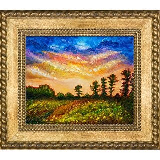 ArtistBe Late Summer Sunset Sky New England with Verona Gold Braid Frame, 12.75" x 14.75" - Bed ...